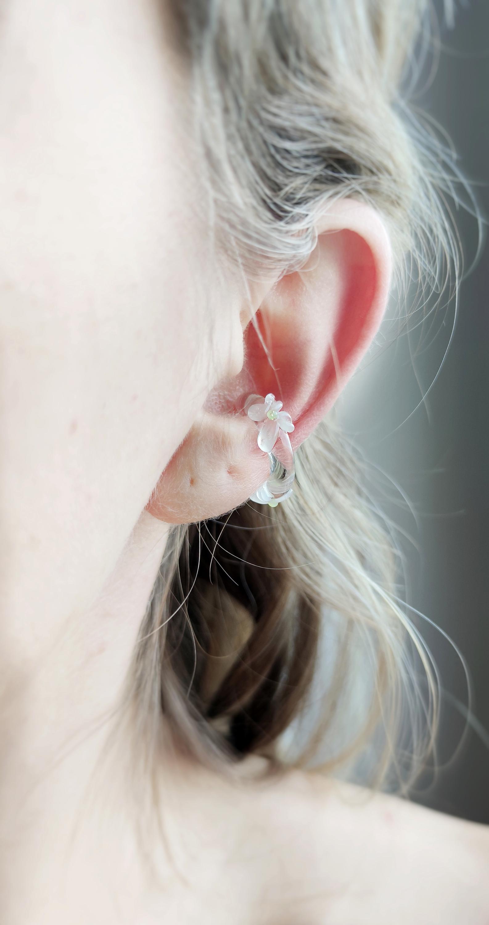 Floral Ear Cuff, Glass Ear Cuff, No Piercing Earring, Glass Ear Cuff ...