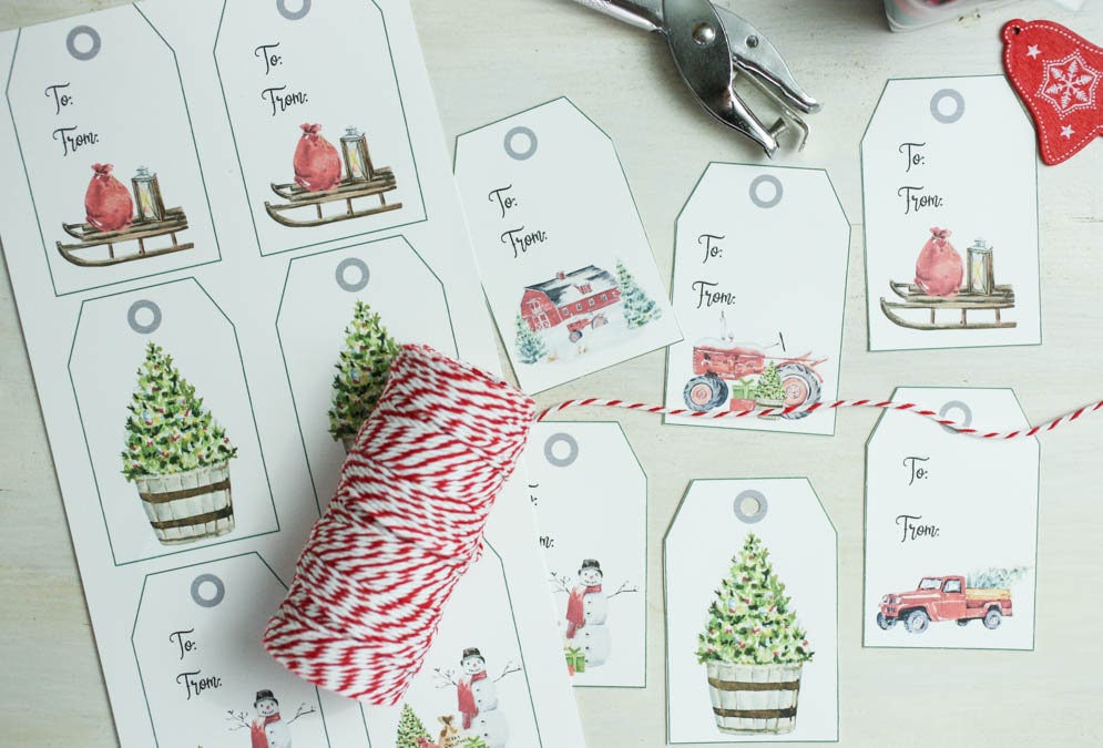 Printable on the Farm Gift Tags | Old Truck Christmas Trees ...