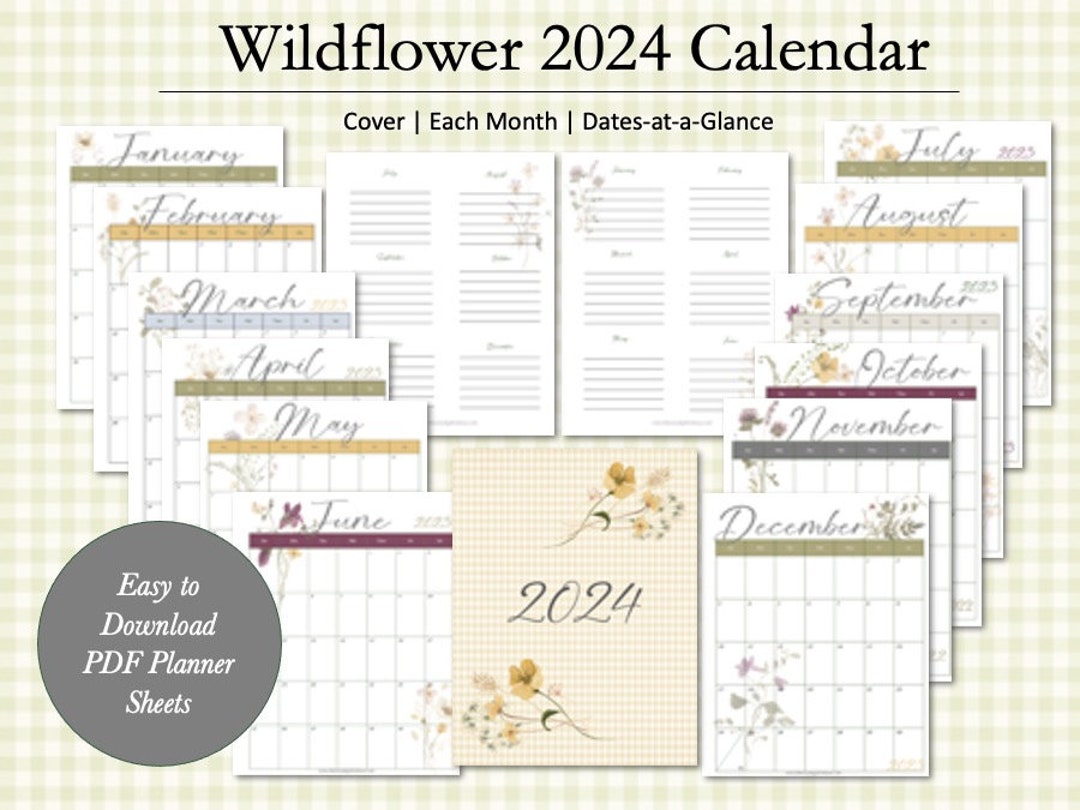 Feminine Wildflowers Printable Calendar - Etsy
