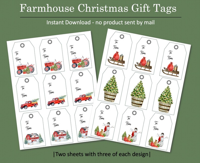 Printable on the Farm Gift Tags | Old Truck Christmas Trees ...
