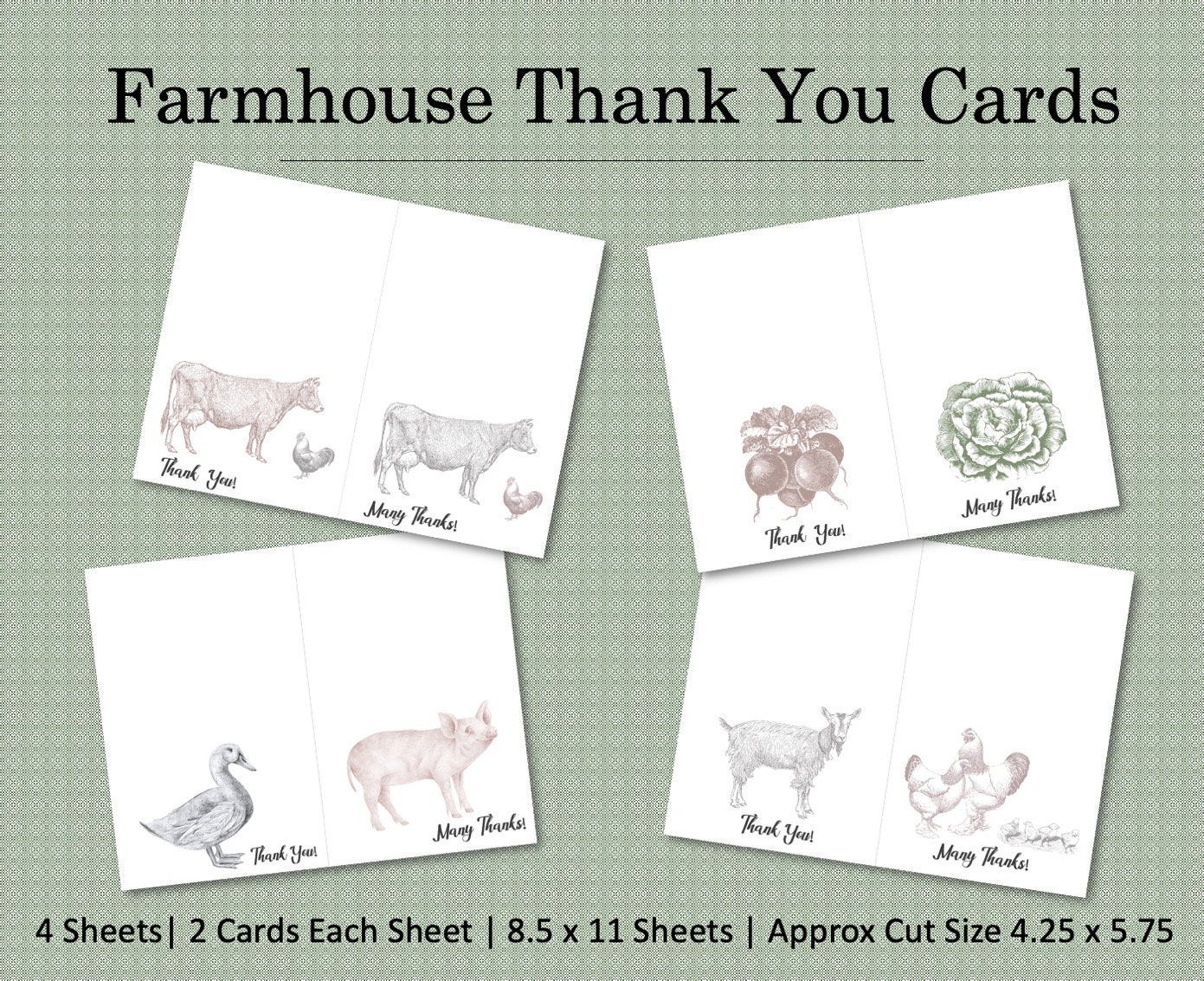 Printable Downloadable Vintage Look Thank Yous | Homestead Farm Theme ...