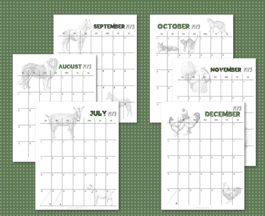 Homestead Farm Theme Printable Calendar 2023 - Etsy