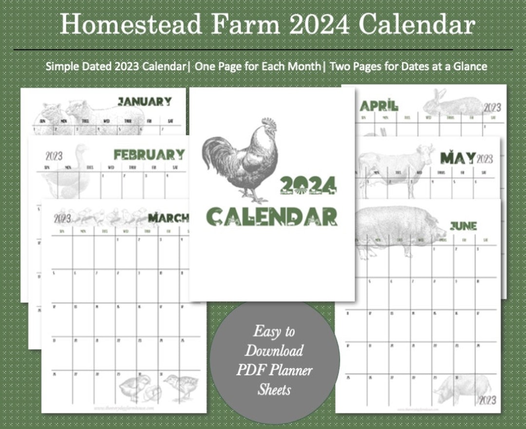 Homestead Farm Theme Printable Calendar 2023 - Etsy