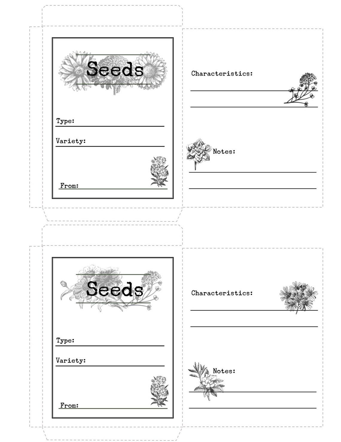 Seed Packets Printable Downloadable Vintage Look Homestead | Etsy