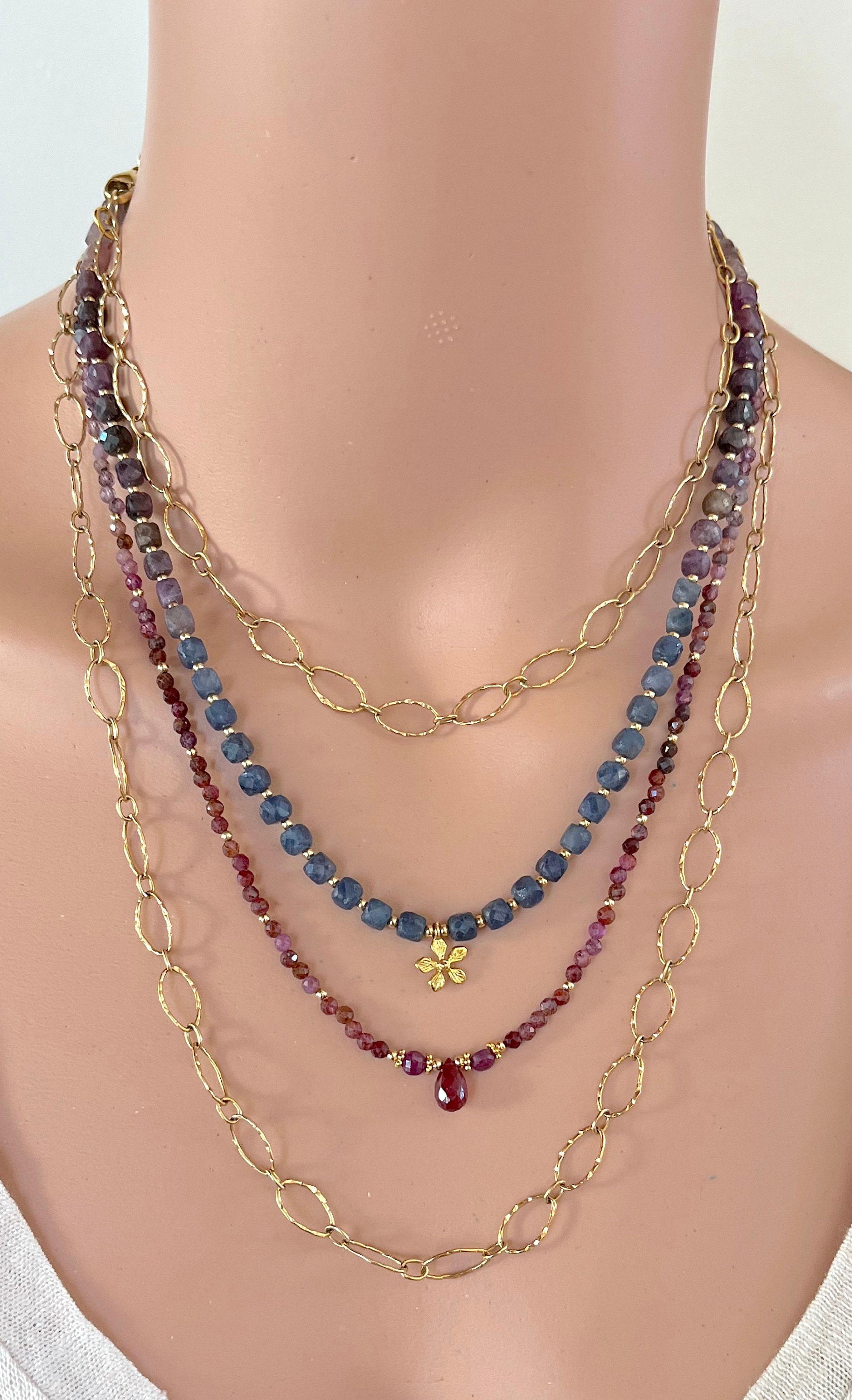 Sapphire and Ruby Necklace / Bracelet - Etsy
