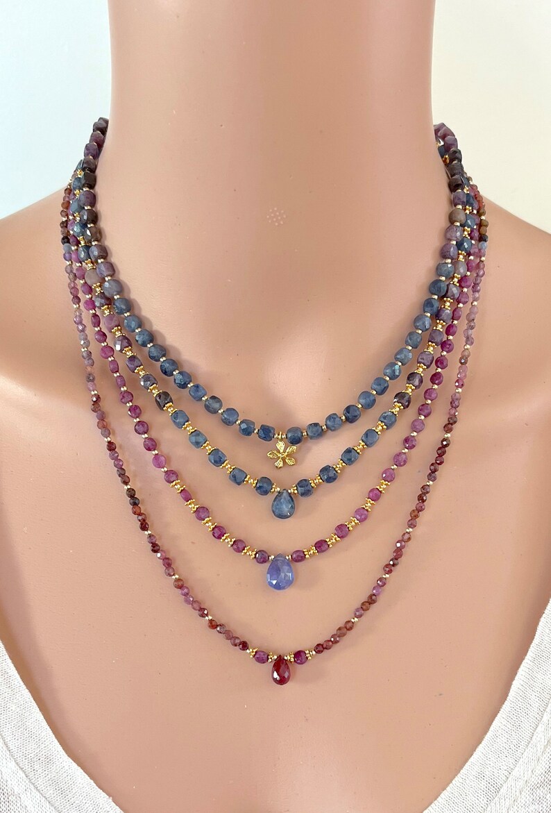 Sapphire and Ruby Necklace / Bracelet - Etsy