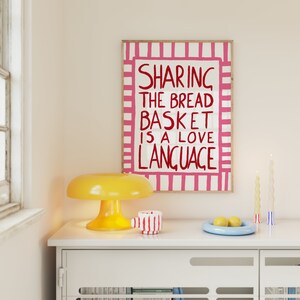 Sharing the Bread Basket is a Love Language Wall Art Print, Living Room Art, Trendy Kitchen ...