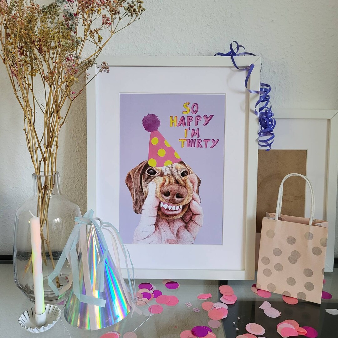 Art Print happy 30 Theo, Print, DIN A4 Poster, Gift for 30th Birthday ...