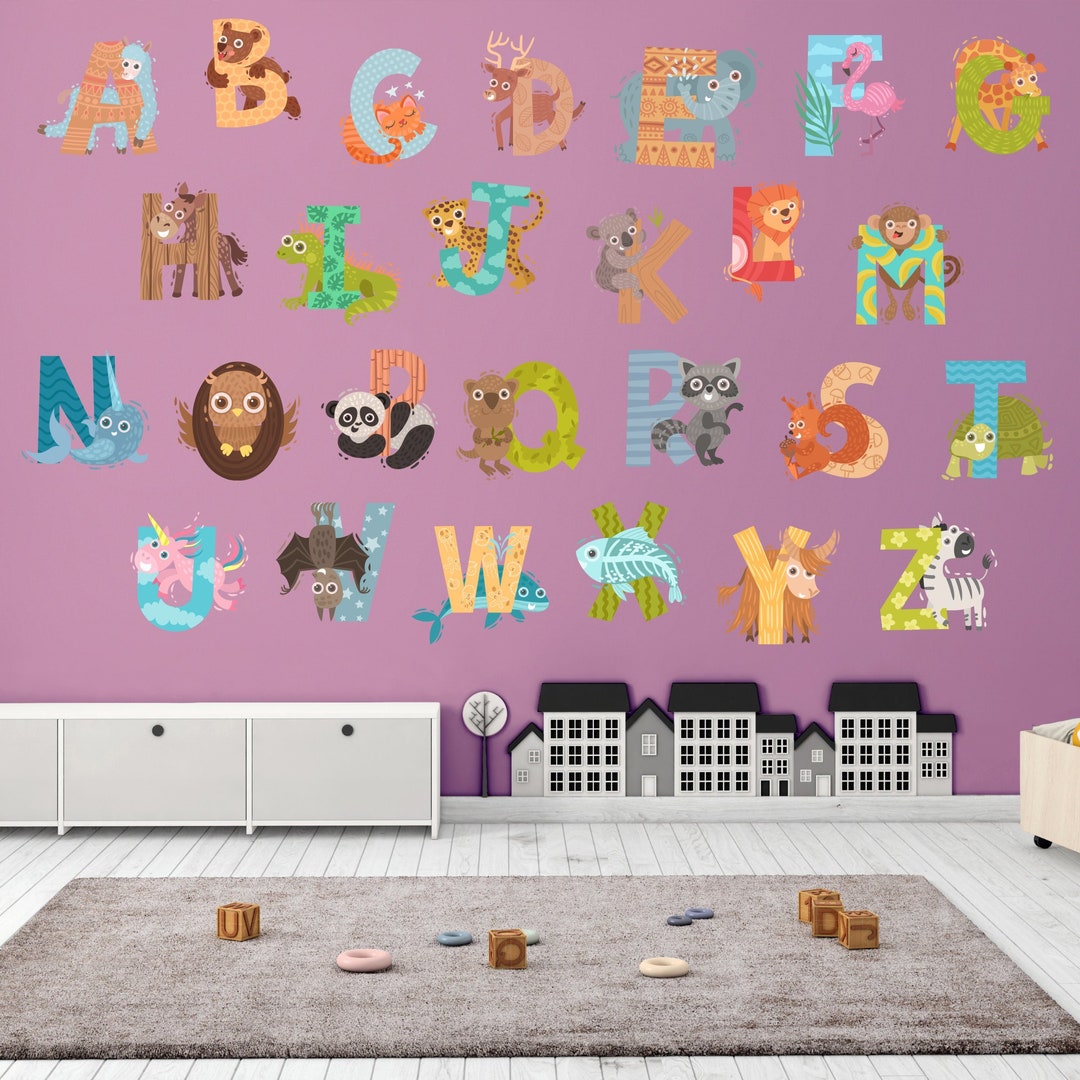 Animal Alphabet Decal / Cartoon Animal Alphabet Sticker / - Etsy