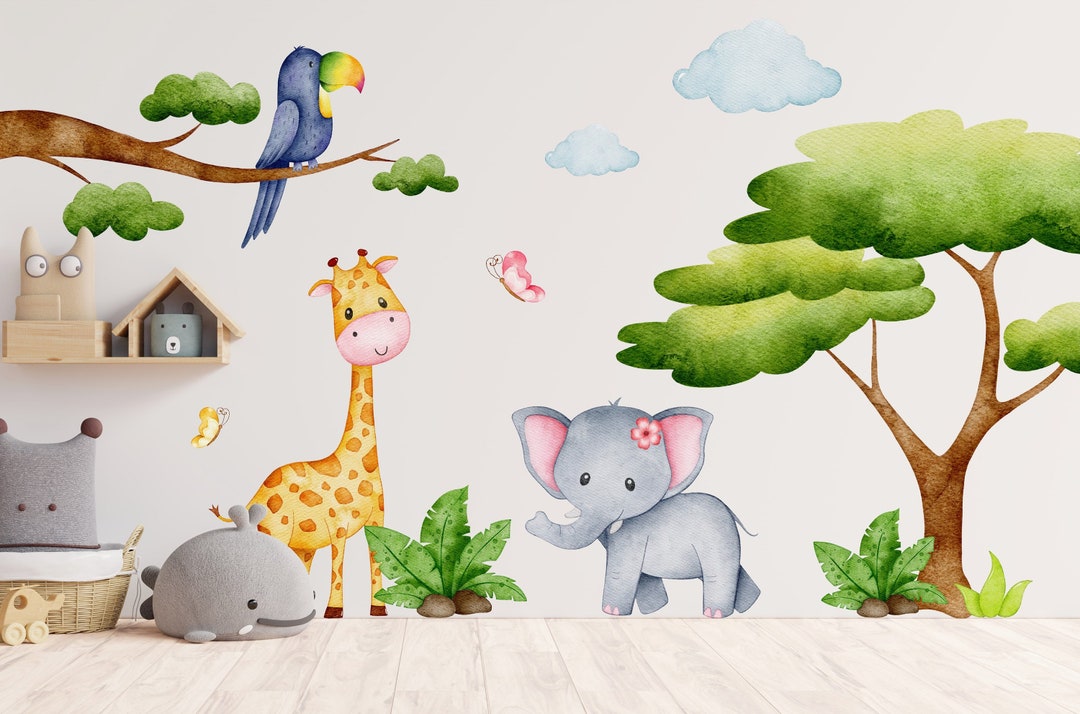 Watercolor Zoo Decal / Zoo Wallpaper / Animals Mural / Kids - Etsy Canada
