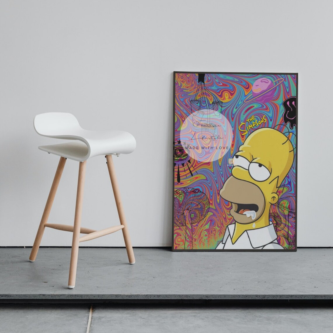 Homer Simpson Digital Poster Aesthetic Psychedelic the - Etsy