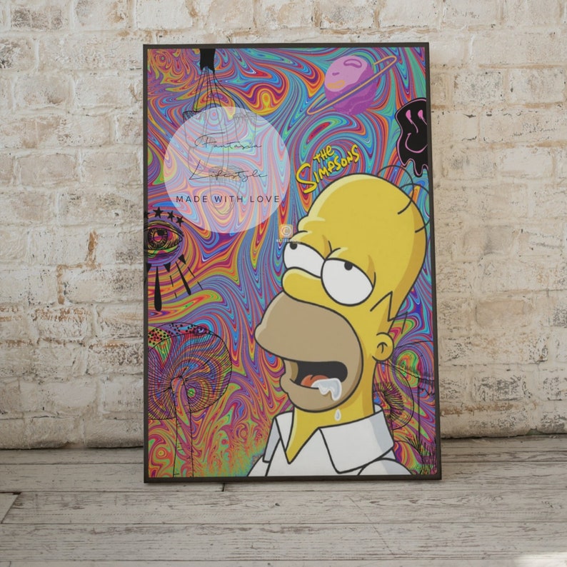 Homer Simpson Digital Poster Aesthetic Psychedelic the - Etsy