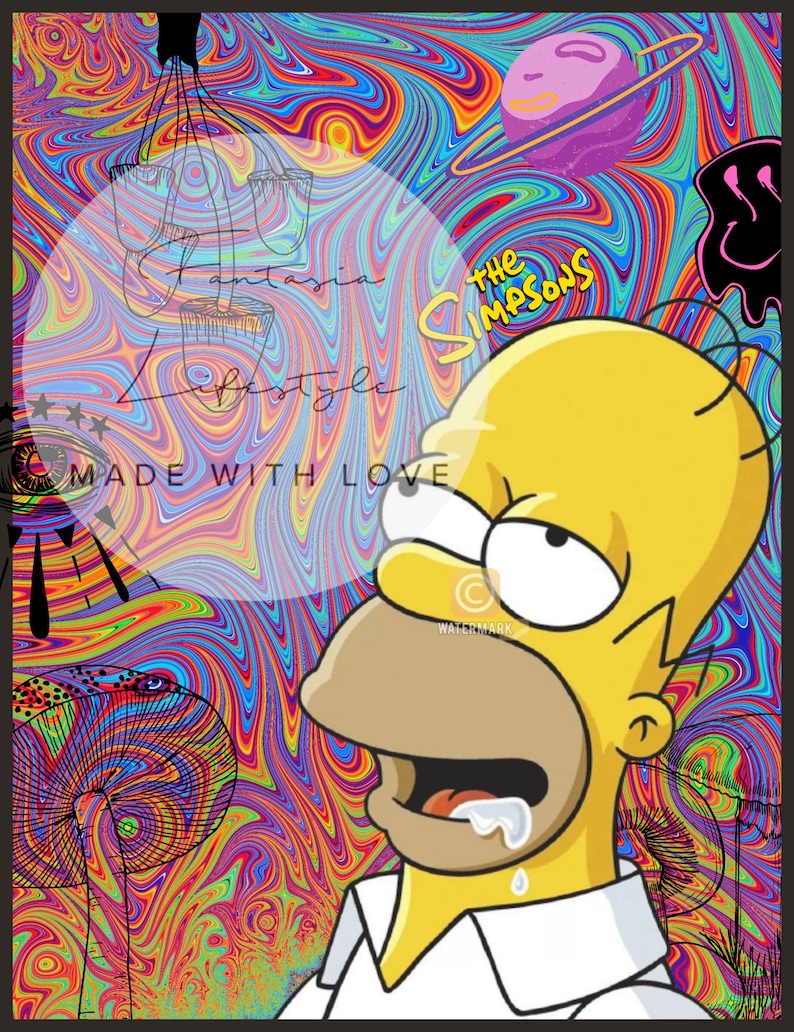 Homer Simpson| Digital Poster| Aesthetic Psychedelic |the Simpsons ...