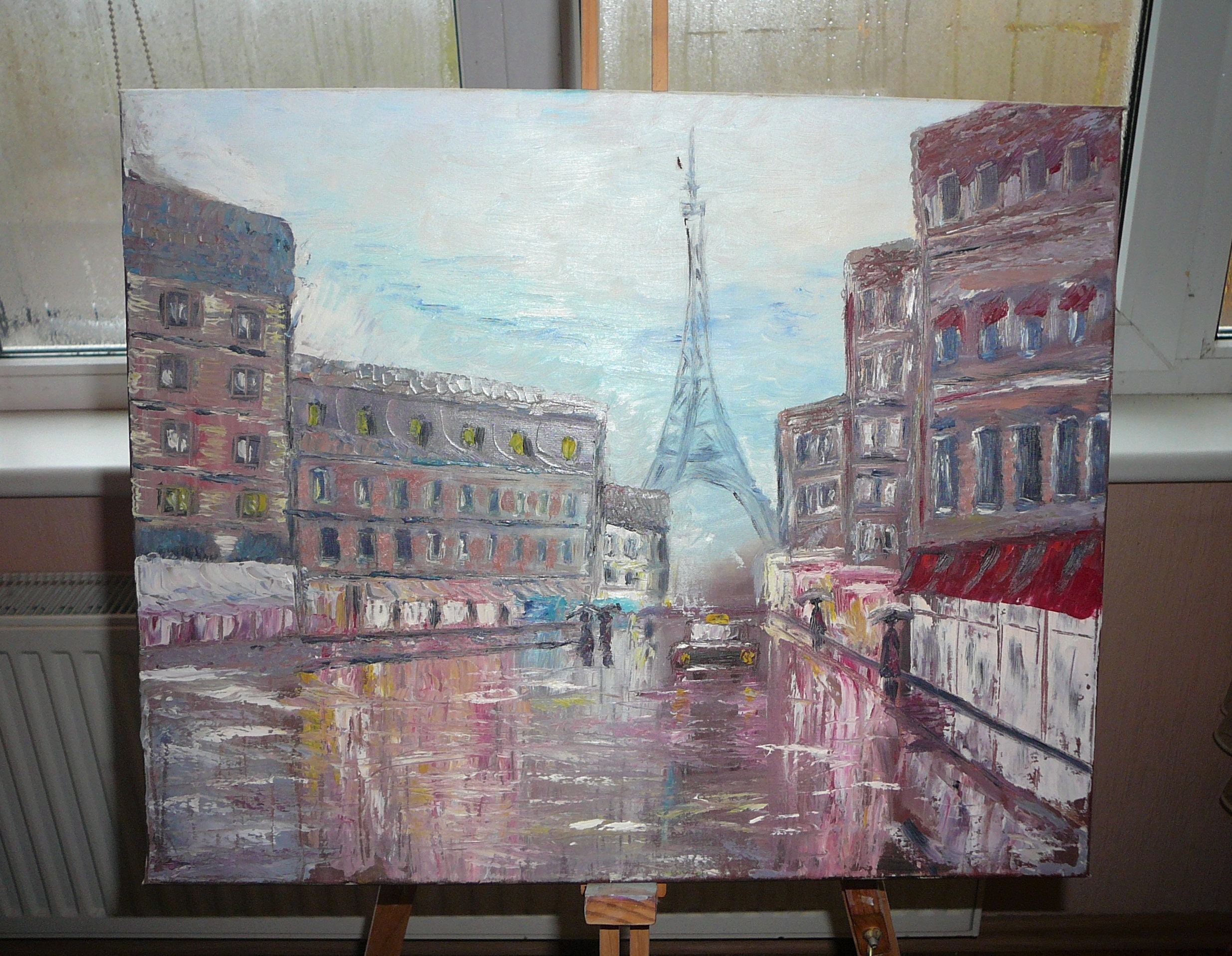 A Rainy Day in Paris, Paris Painting, Oil Painting, Eiffel Tower ...