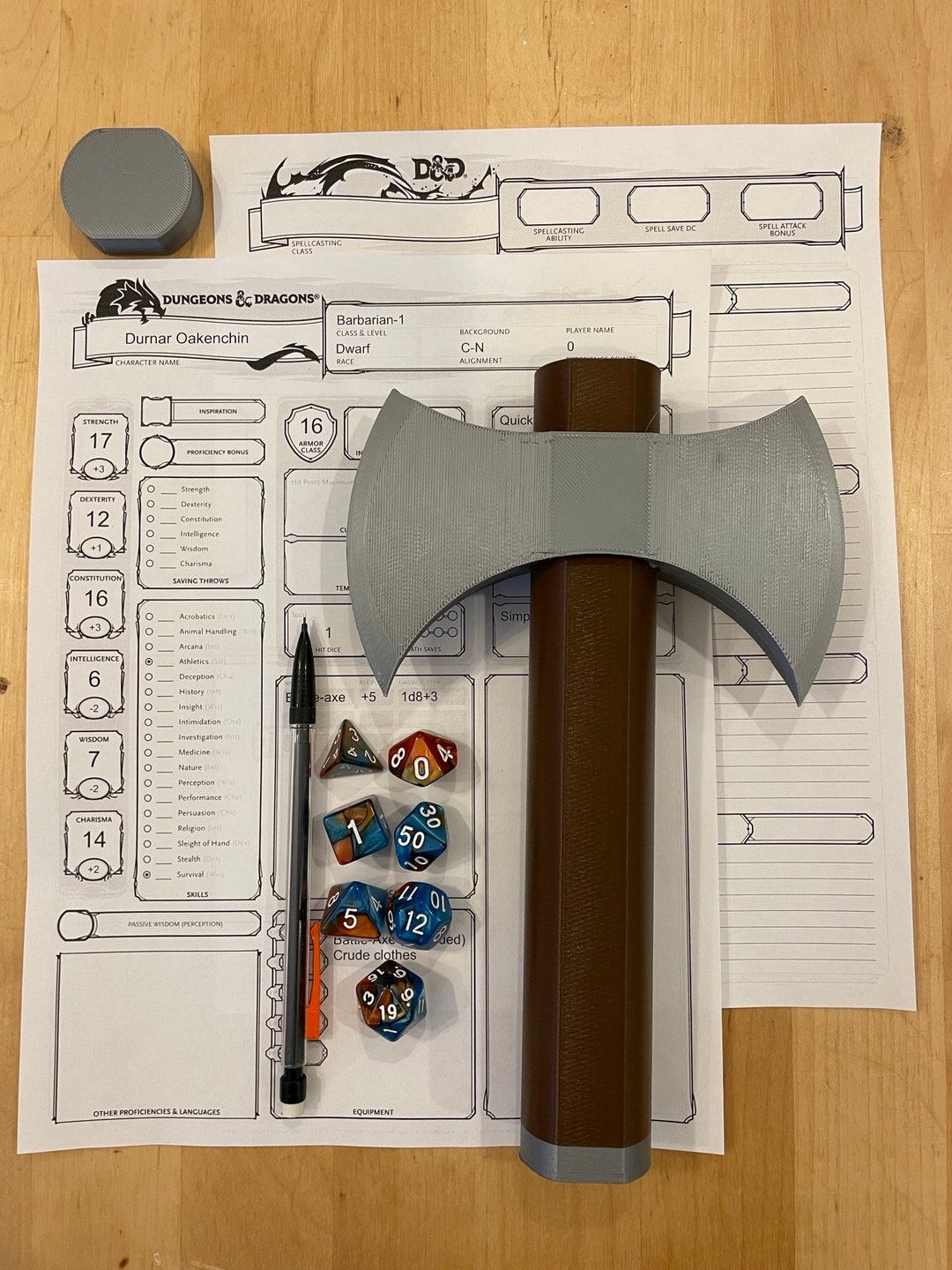 Dice Holding Axe for D&D - Holds Your Dice, Character Sheets, and ...