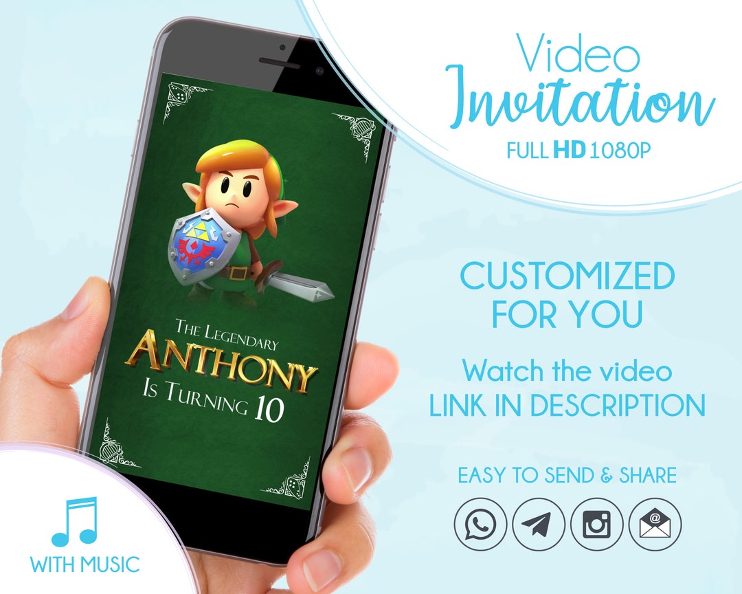 Zelda Animated Birthday Invitation, Personalized the Legend of Zelda ...