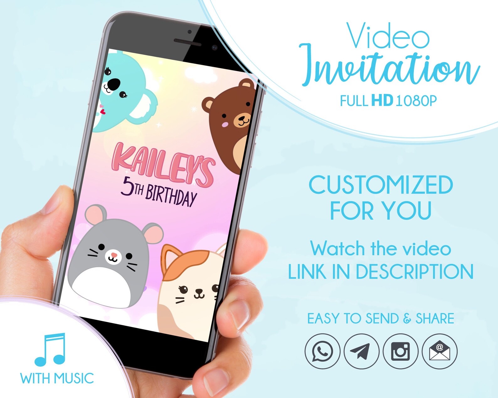 Squishmallow Birthday Invitation, Animated Invitation Squishmallow ...