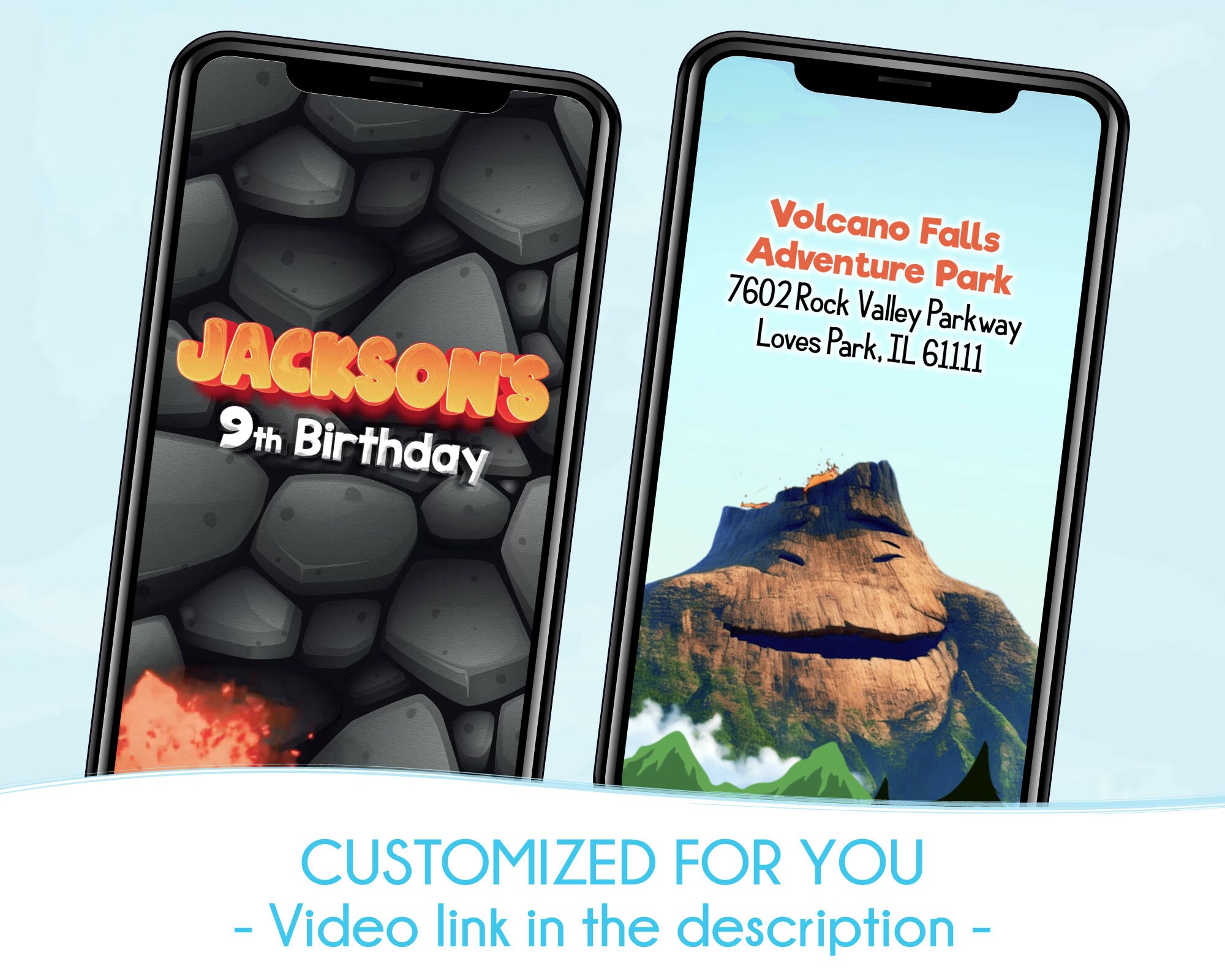 Floor is Lava Invitation, Volcano Personalized Birthday Party Invite ...