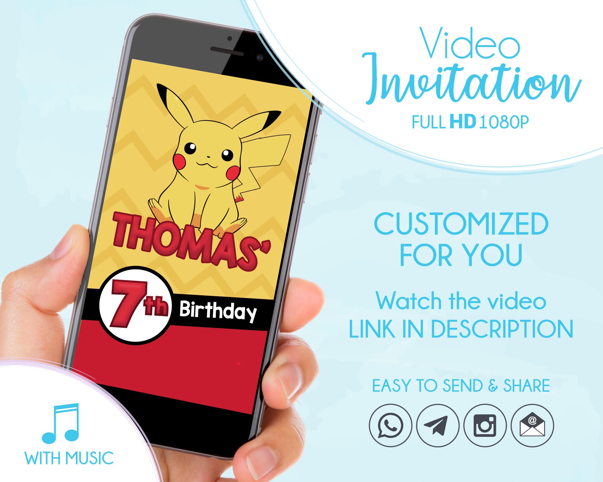 Custom Pokemon Birthday Party Invitation - Etsy