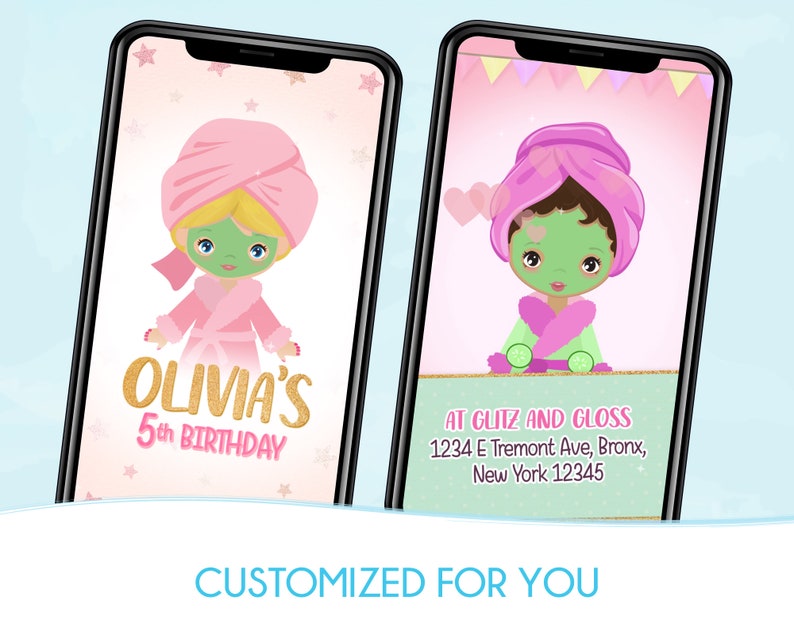 Spa Day Animated Birthday Invitation, Spa Party Custom Video Invitation ...