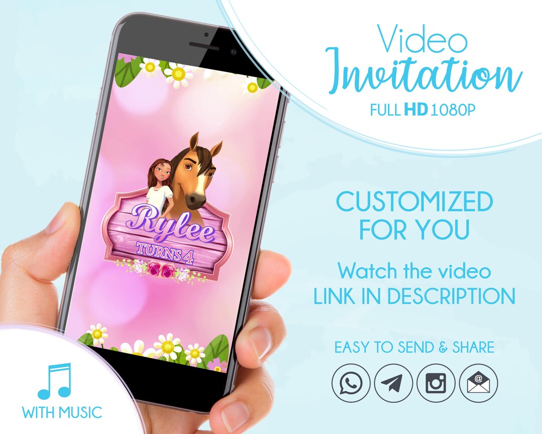 Spirit Riding Free Birthday Invitation Animated, Personalized Spirit ...