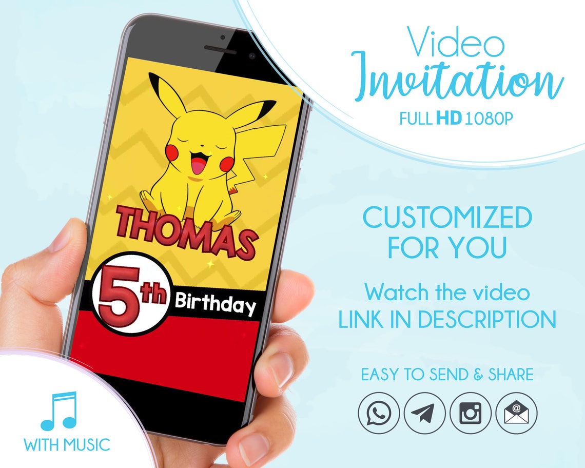 Custom Pokemon Birthday Party Invitation - Etsy