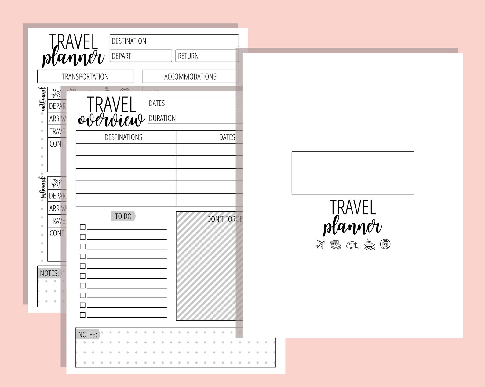 Travel Planner Printable Trip Planner Vacation Planner Travel Organizer ...