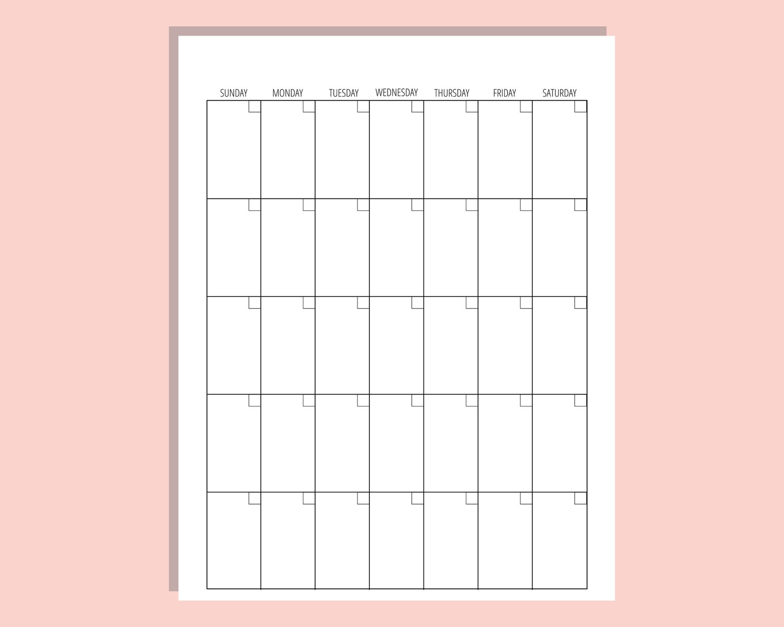 Blank Calendar Template 8.5 X 11 Inches Horizontal Vertical Monthly ...