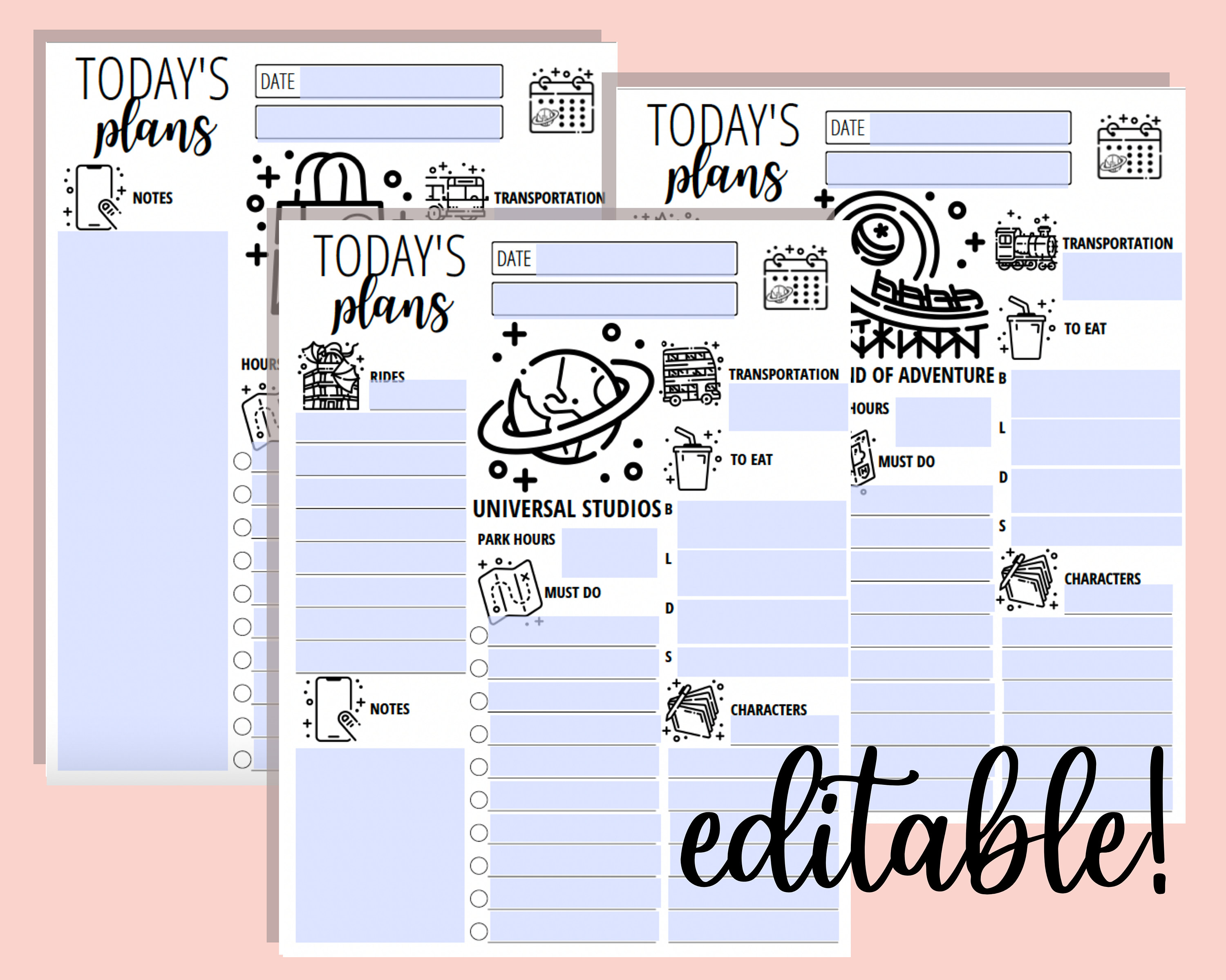 EDITABLE Universal Studios Travel Planner Orlando Trip Planner ...