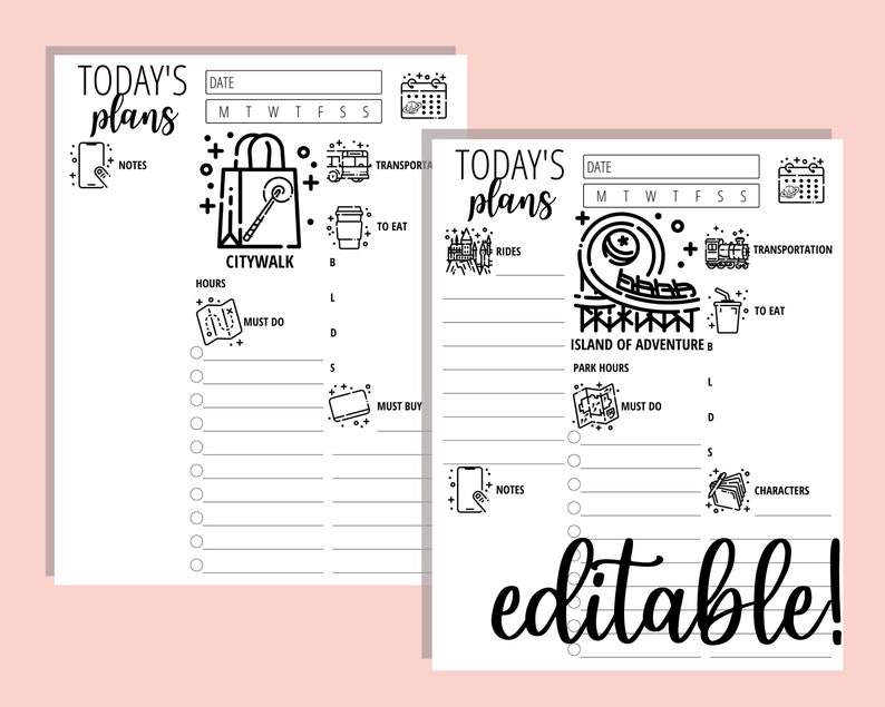 EDITABLE Universal Studios Travel Planner Orlando Trip Planner ...
