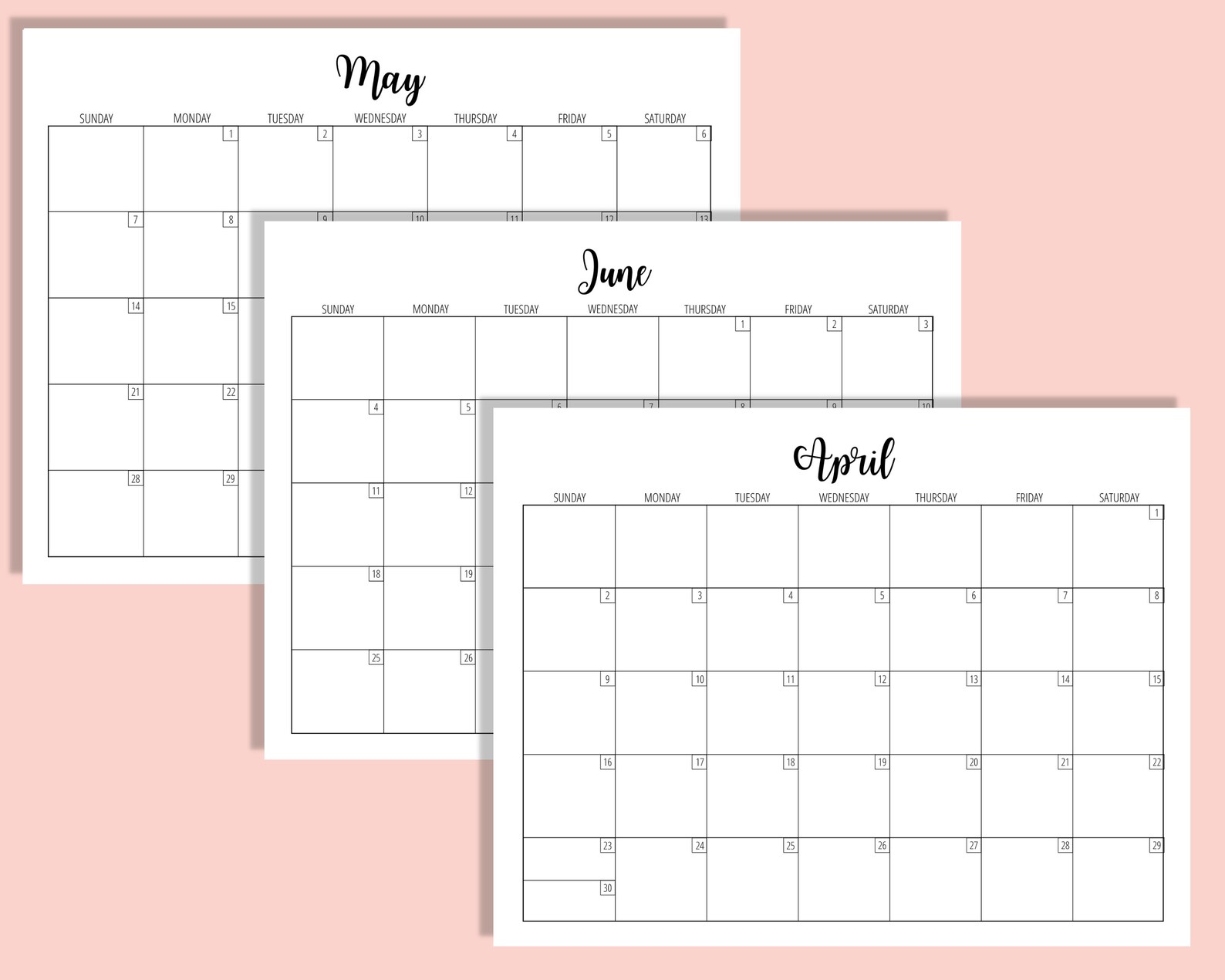 2023 Calendar Template 8 5 X 11 Inches Horizontal Monthly Etsy