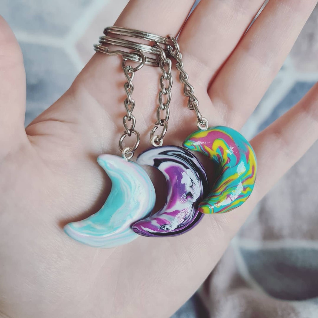 Subtle Pride Moon Keychain - Etsy