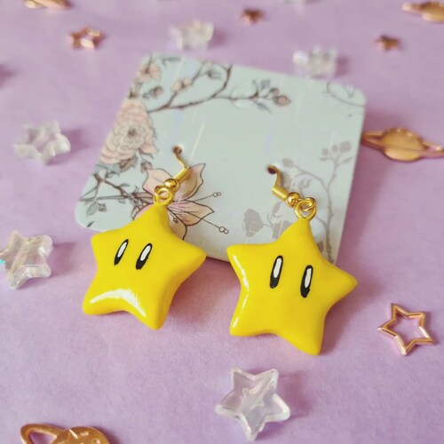 Nintendo Mario Star Earrings - Etsy