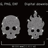 Skull Digital Download, Rhinestone Templates, Svg, Png, Dxf - Etsy