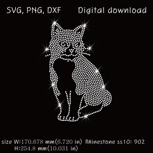 Cat Black Download, Ss10 Rhinestone Templates, Svg, Png, Dxf - Etsy