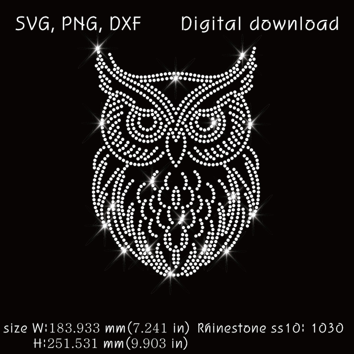 Owl Download, Ss10 Rhinestone Templates, Svg, Png, Dxf - Etsy