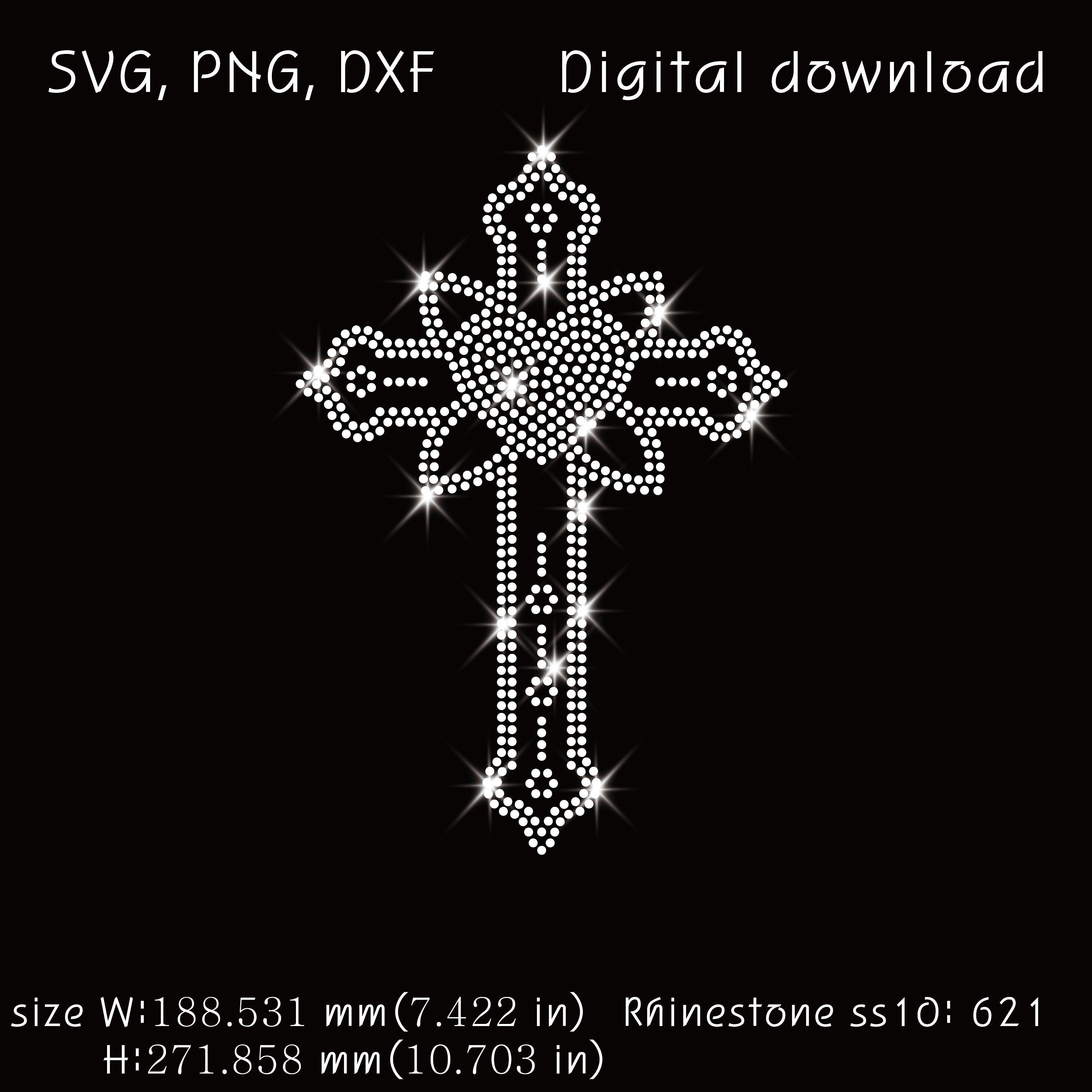 Cross Digital Download, Ss10 Rhinestone Templates, Svg, Png, Dxf - Etsy