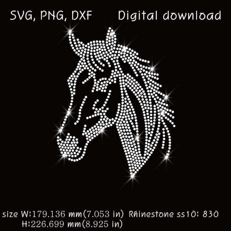 Horse, Download, Ss10 Rhinestone Templates, Svg, Png, Dxf - Etsy