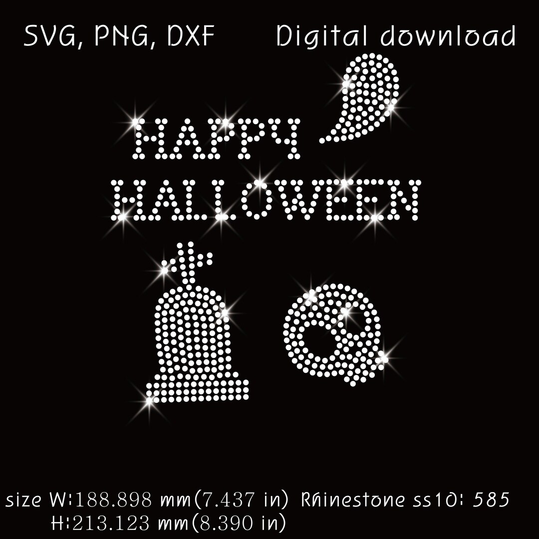 Halloween Skull Digital Download, Rhinestone Templates, Svg, Png, Dxf ...