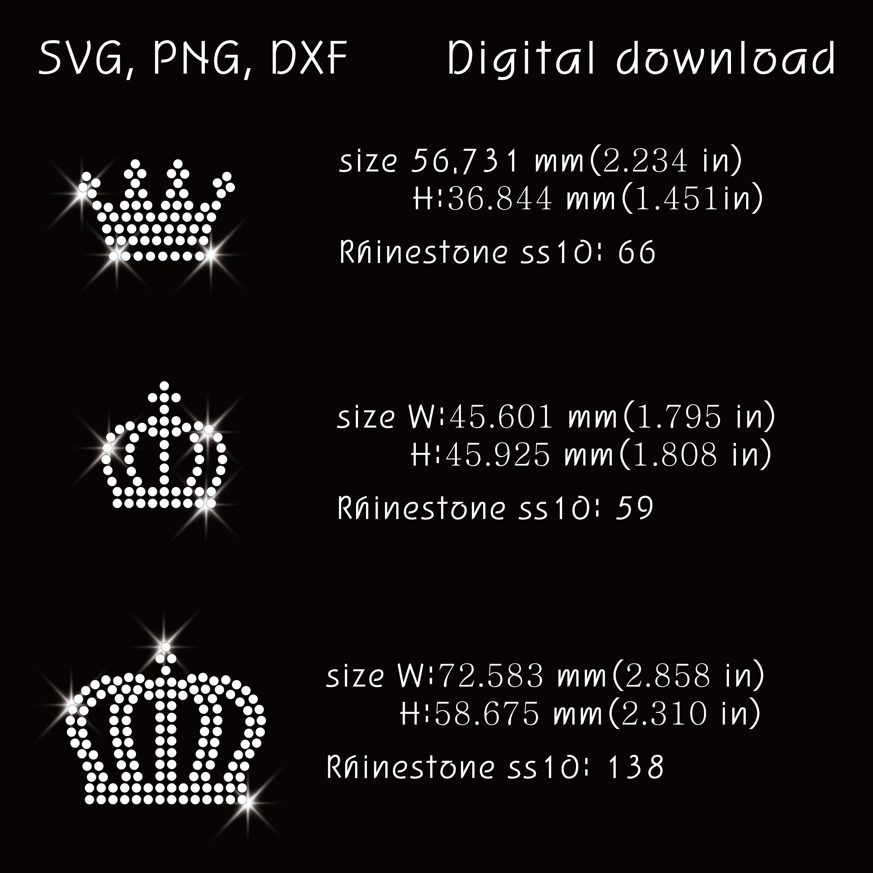 Mini Crowns, Download, Ss10 Rhinestone Templates, Svg, Png, Dxf - Etsy