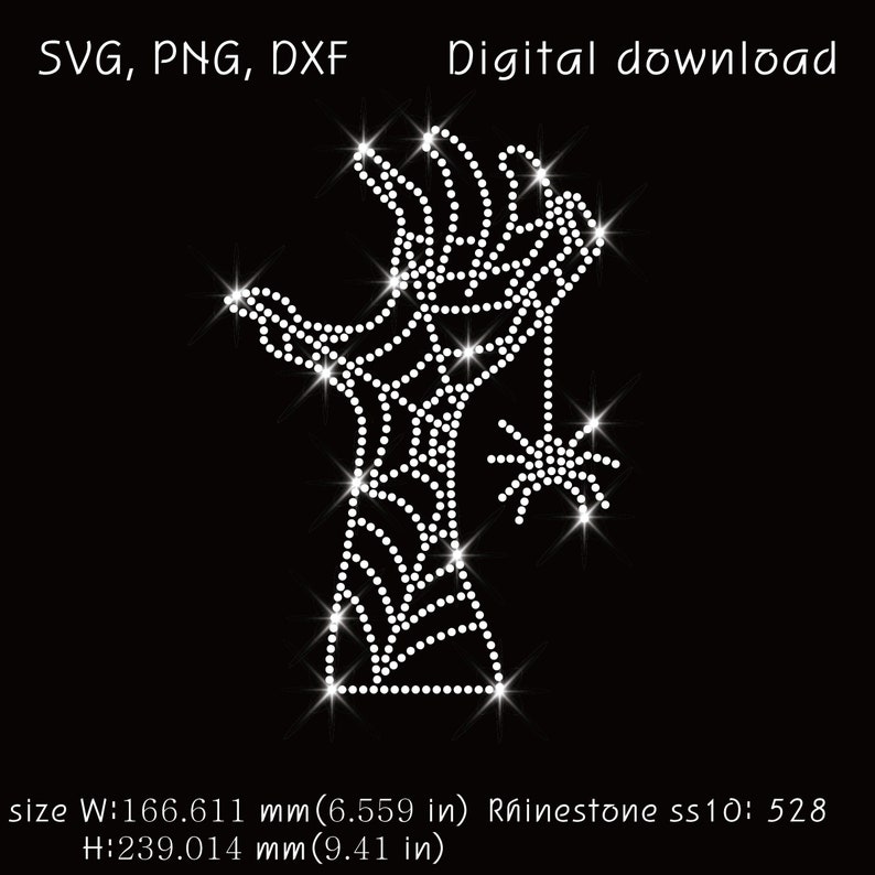 Hand Spider Digital Download, Ss10 Rhinestone Templates, Svg, Png, Dxf ...