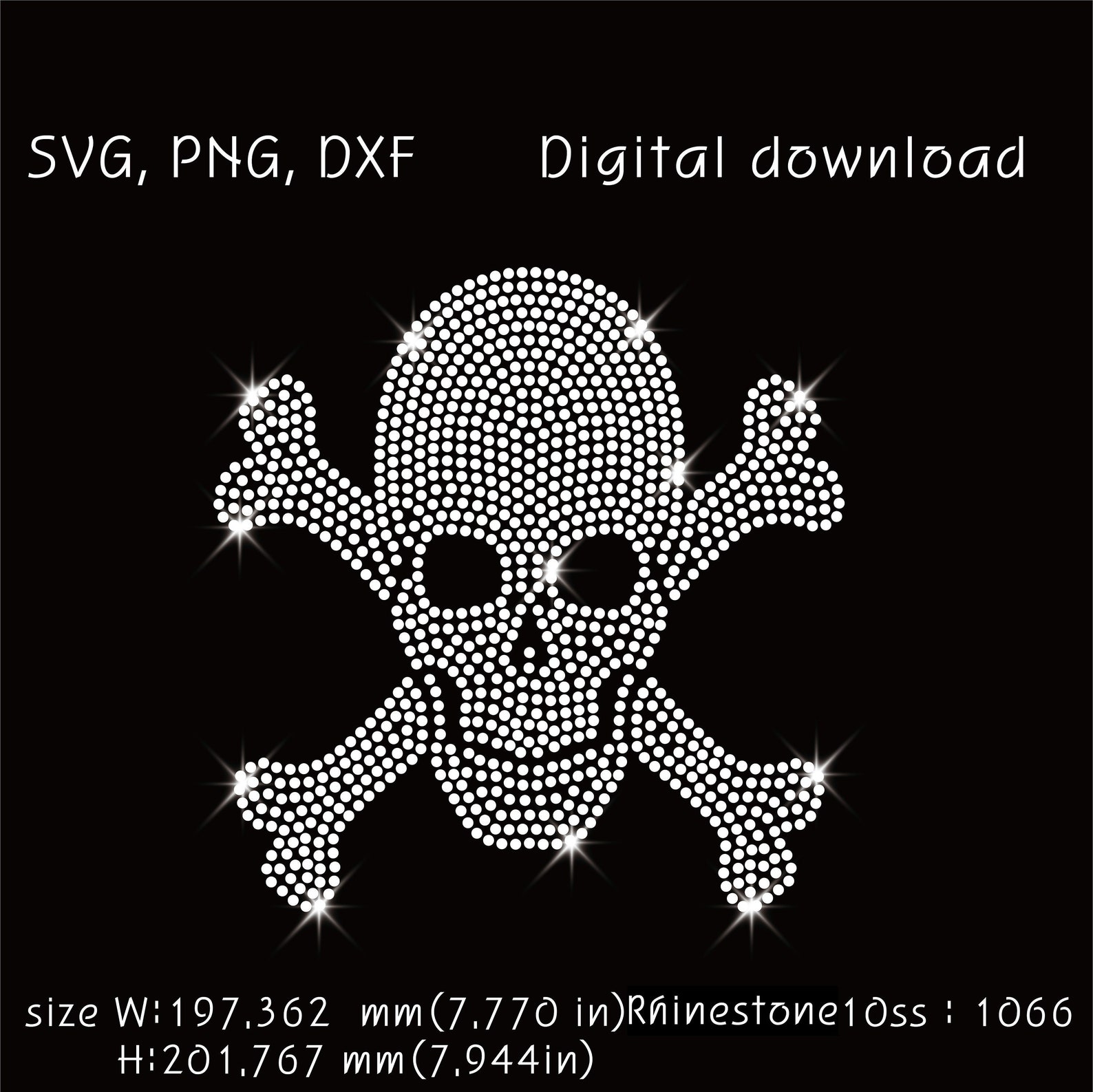 Skull Digital Download, Rhinestone Templates, Svg, Png, Dxf - Etsy