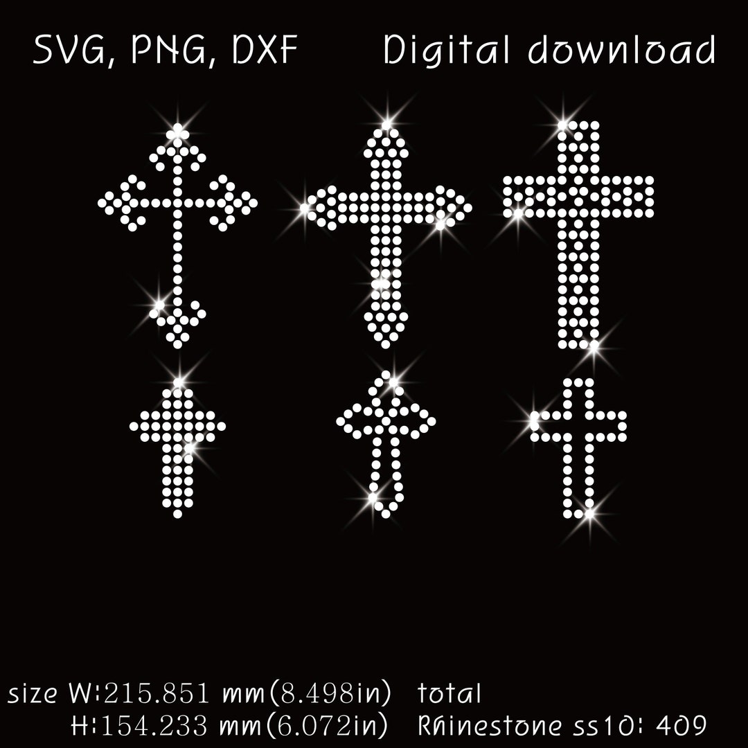 Mini Crosses, Download, Ss10 Rhinestone Templates, Svg, Png, Dxf - Etsy