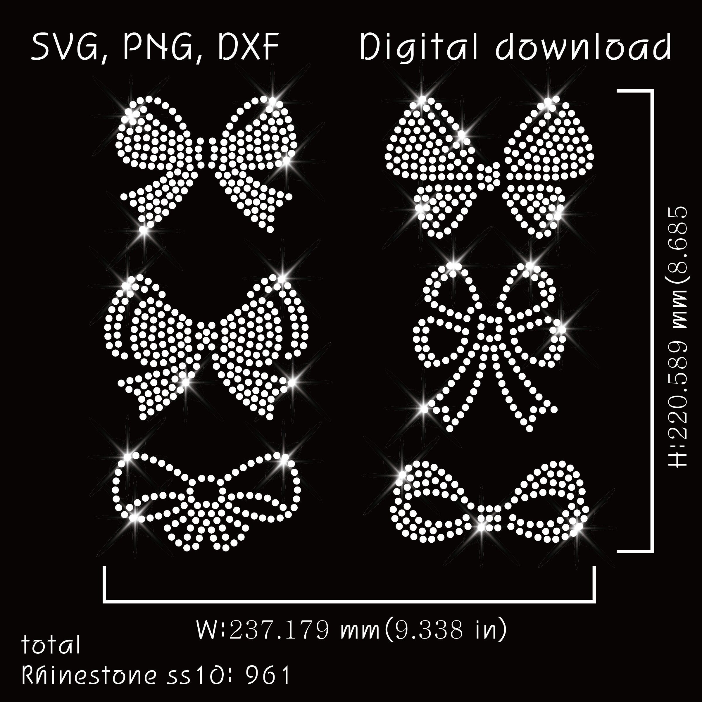 Small Bows Ribbon Download, Ss10 Rhinestone Templates, Svg, Png, Dxf - Etsy