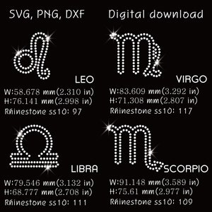 The Zodiac Sign Download, Ss10 Rhinestone Templates, Svg, Png, Dxf - Etsy
