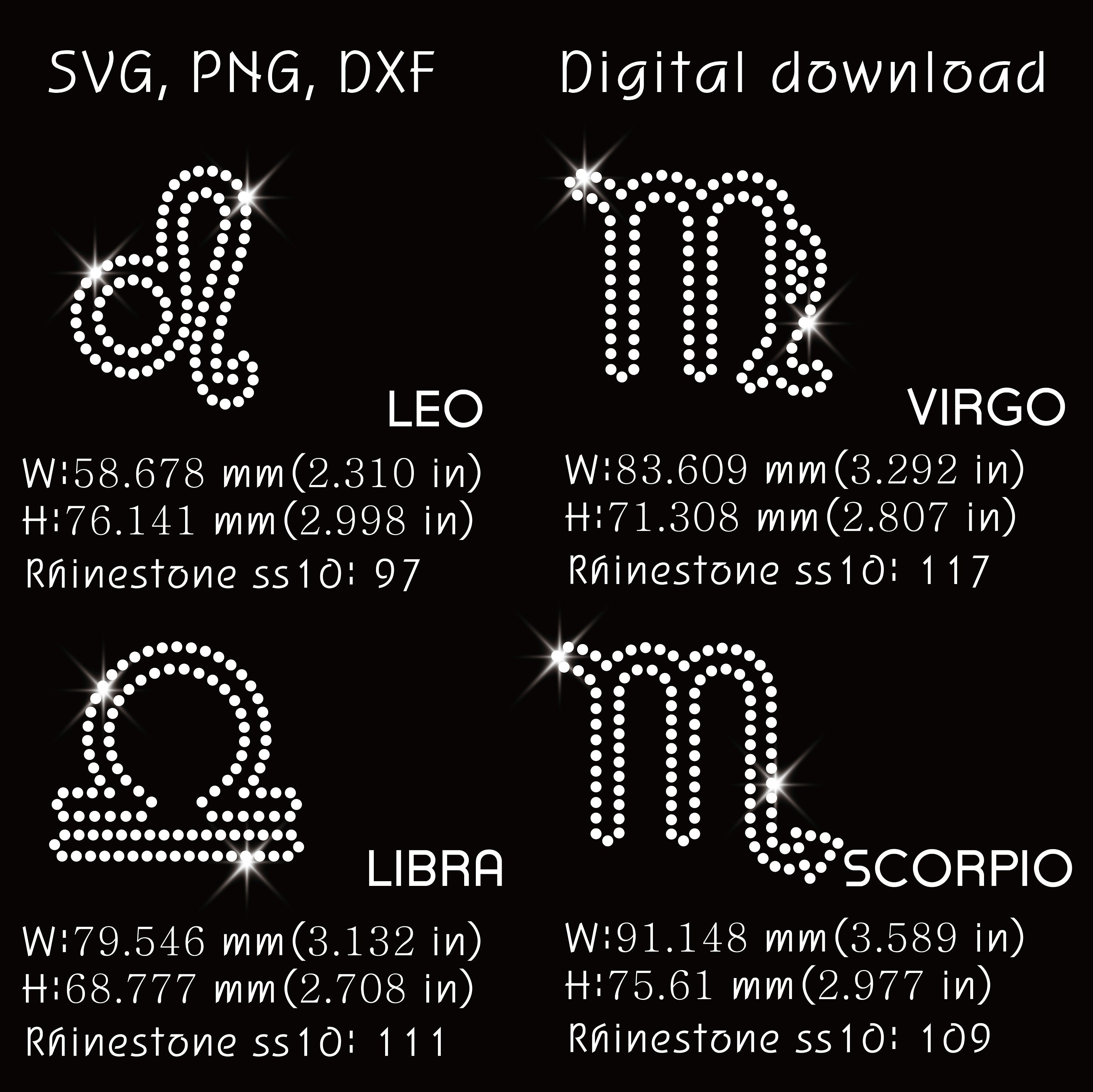 The Zodiac Sign Download, Ss10 Rhinestone Templates, Svg, Png, Dxf - Etsy