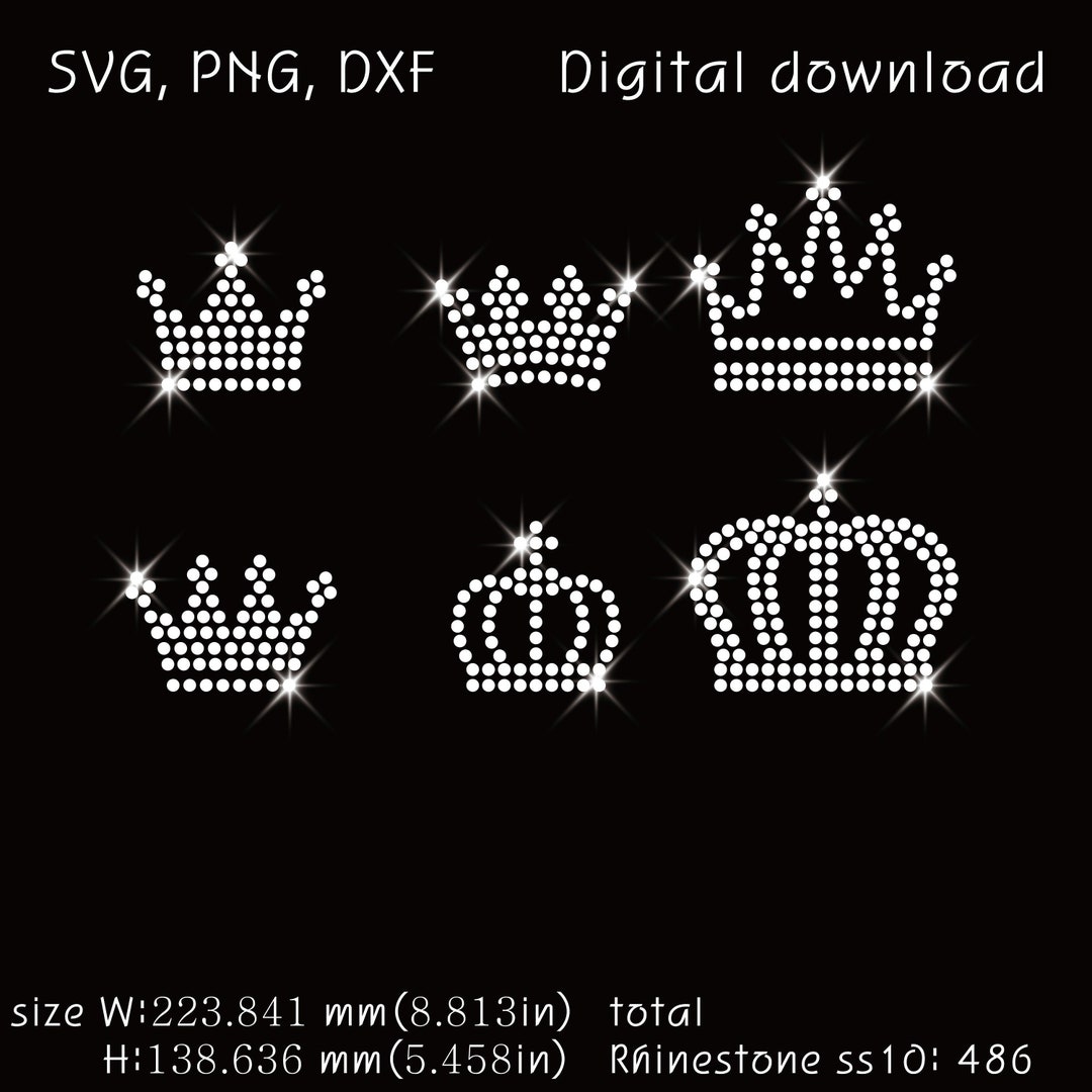 Mini Crowns, Download, Ss10 Rhinestone Templates, Svg, Png, Dxf - Etsy