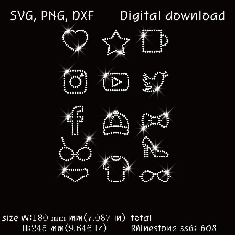 Small Icon Download, Ss6 Rhinestone Templates , Svg, Png, Dxf - Etsy