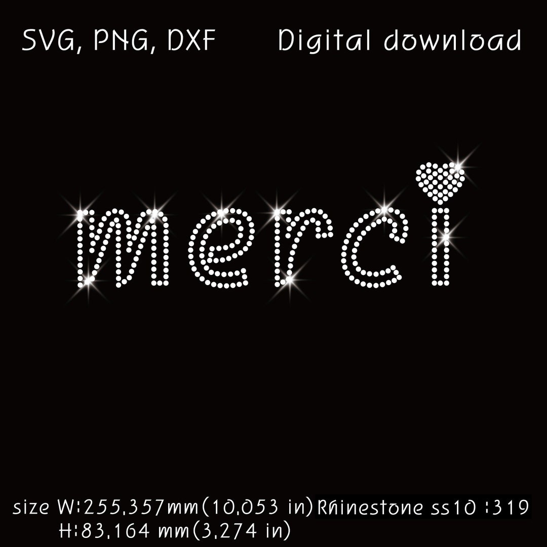 Merci, Digital Download, Rhinestone Templates, Svg, Png, Dxf - Etsy