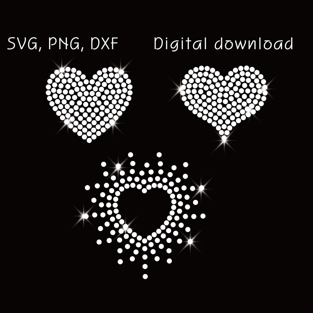 Heart, Digital Download, Rhinestone Templates, Svg, Png, Dxf - Etsy